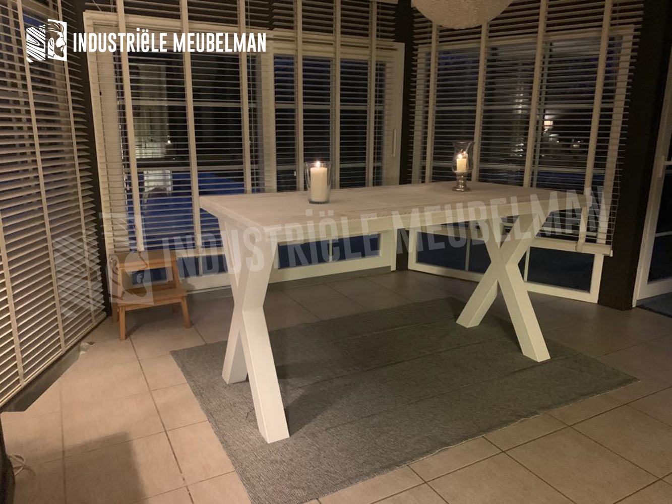 Steigerhouten bartafel White X - Industrielemeubelman